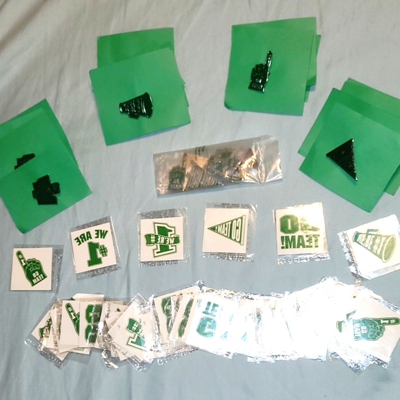 Party Supplies | Green School Spirit Pins And Tattoos Sell For Your ...
